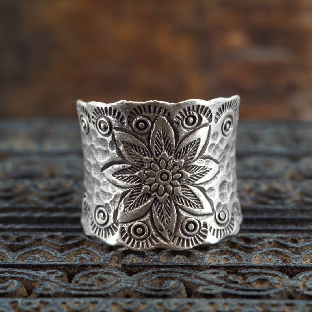 Handmade Tribal Silver Flower Ring - Etsy