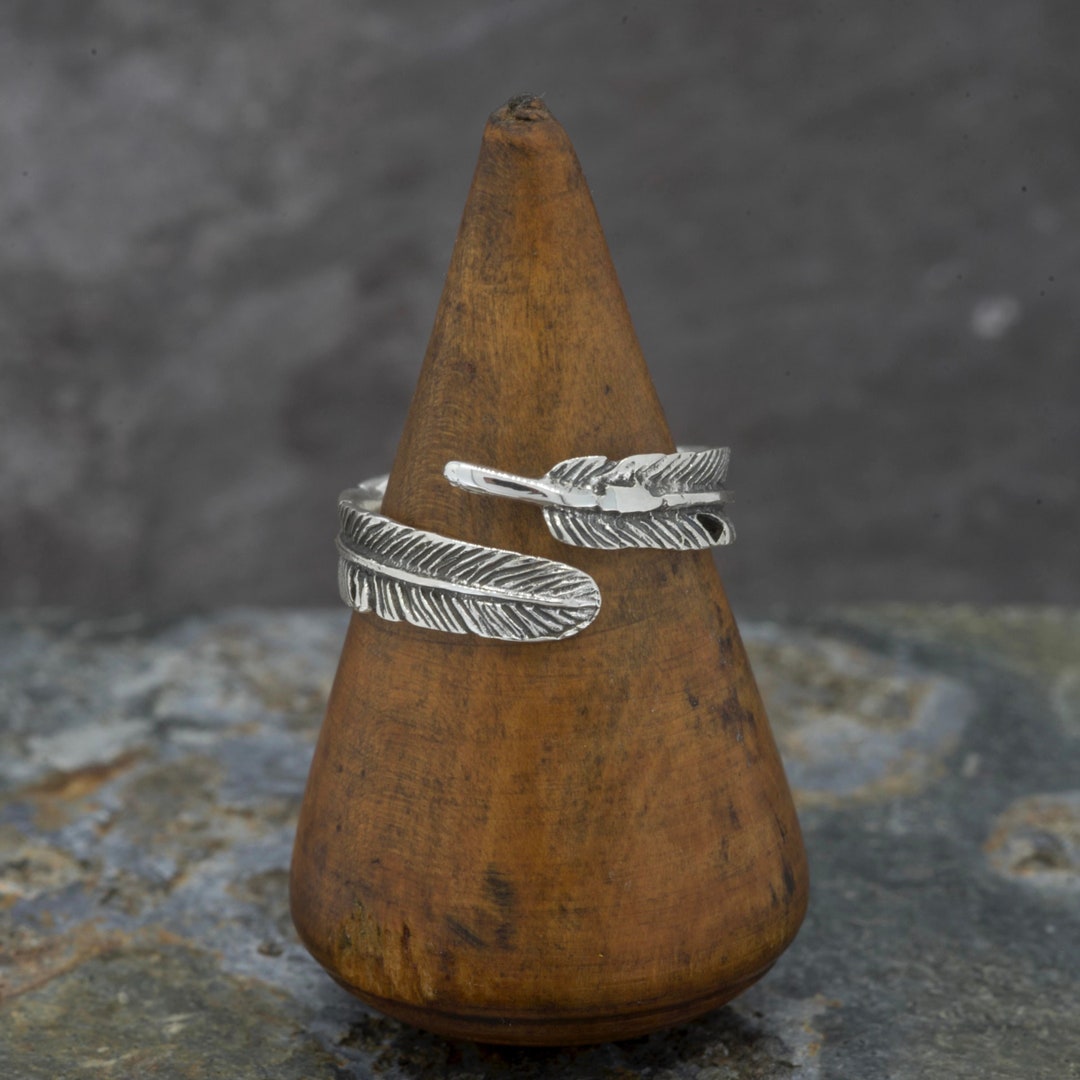 925 Sterling Silver Feather Wrap Ring - Etsy