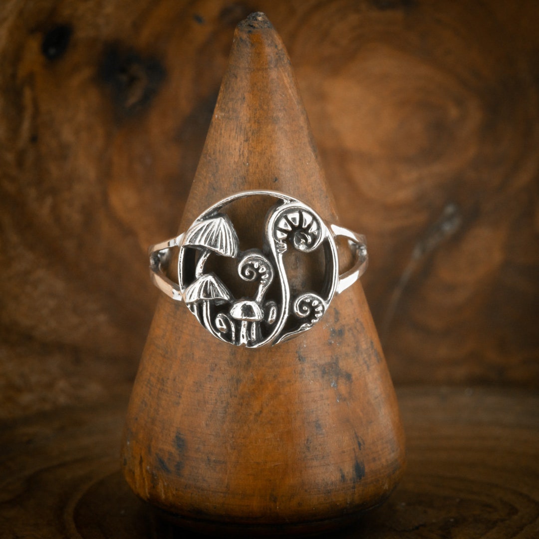 Mushroom Ring Sterling Silver | Forest Ring - Etsy