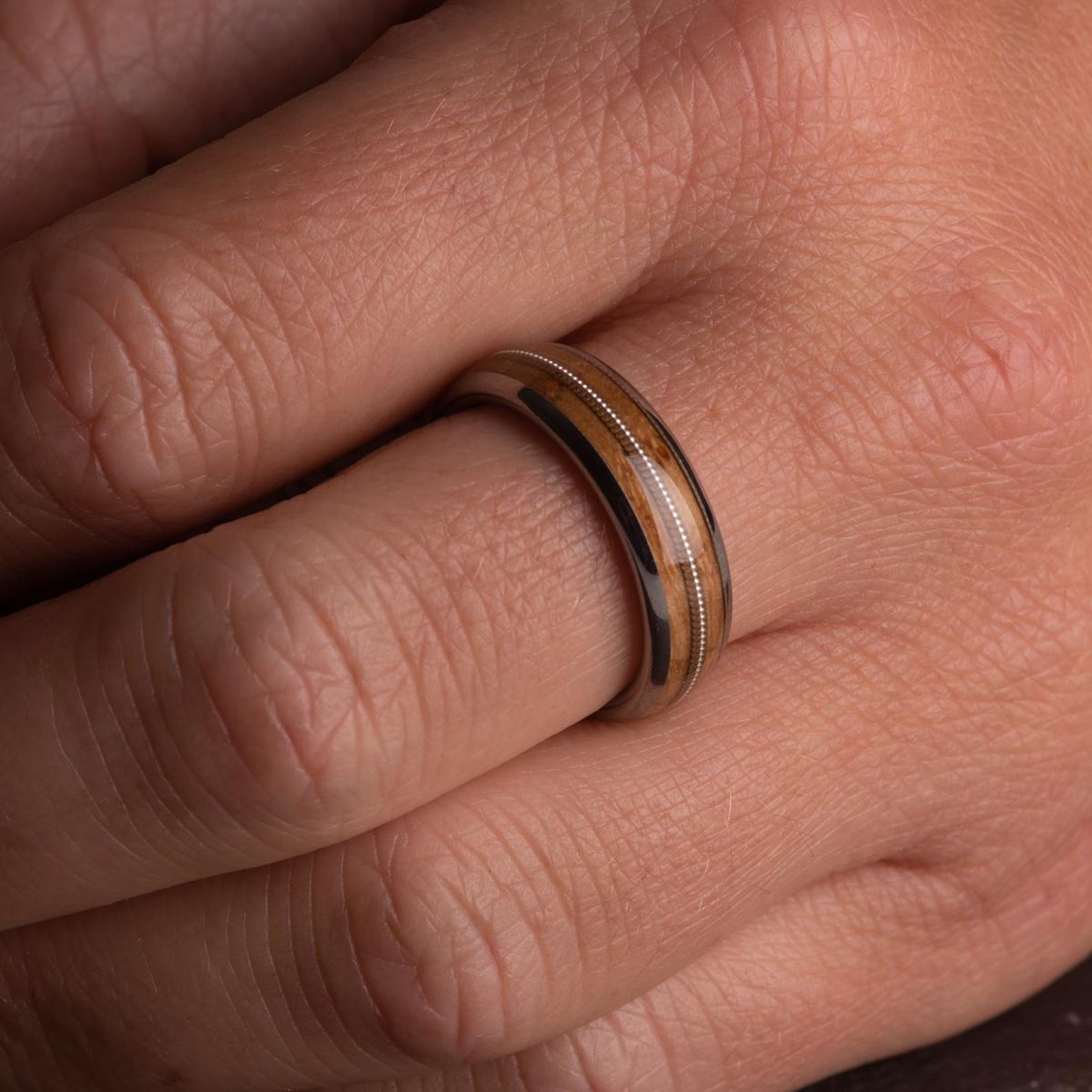 Guitar String & Whisky Barrel Wood Tungsten Ring 6mm Wide - Etsy
