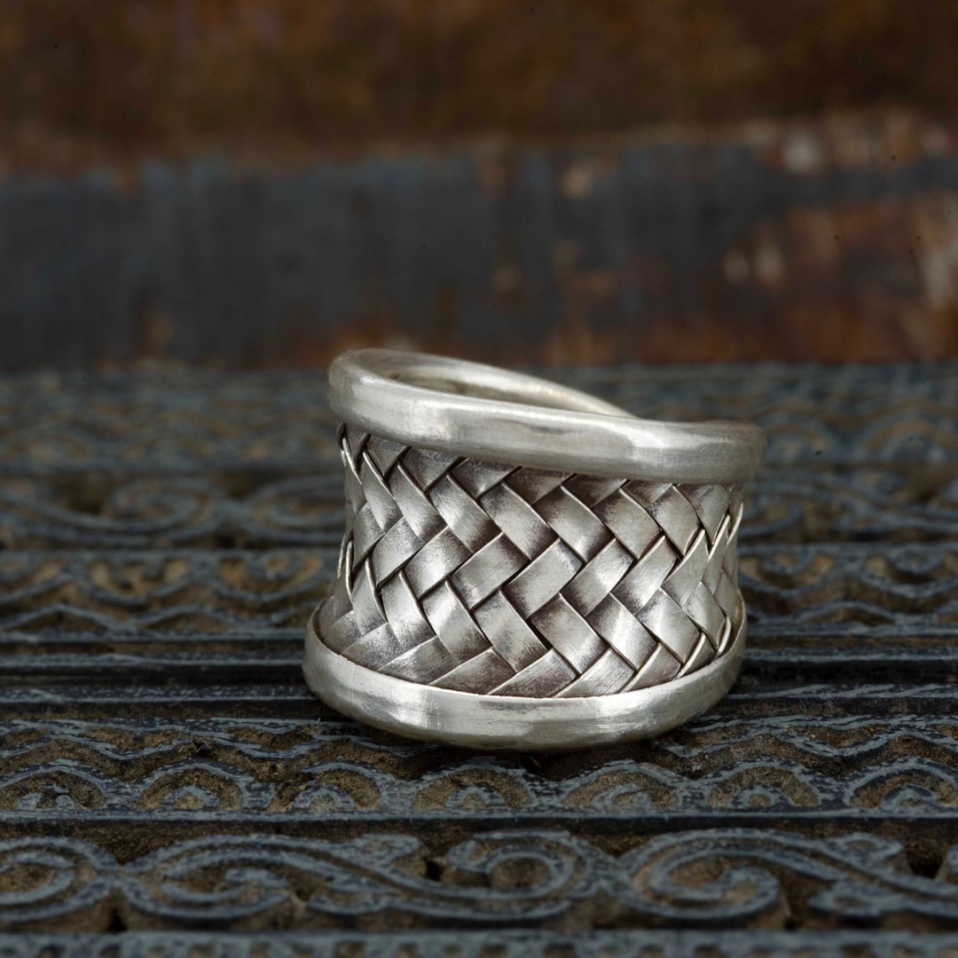 Handmade Silver Woven Tribal Ring - Etsy