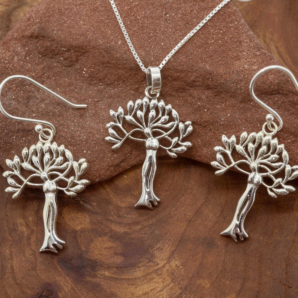 Silver Tree Goddess Pendant Smalllady Tree Pendantunique | Etsy