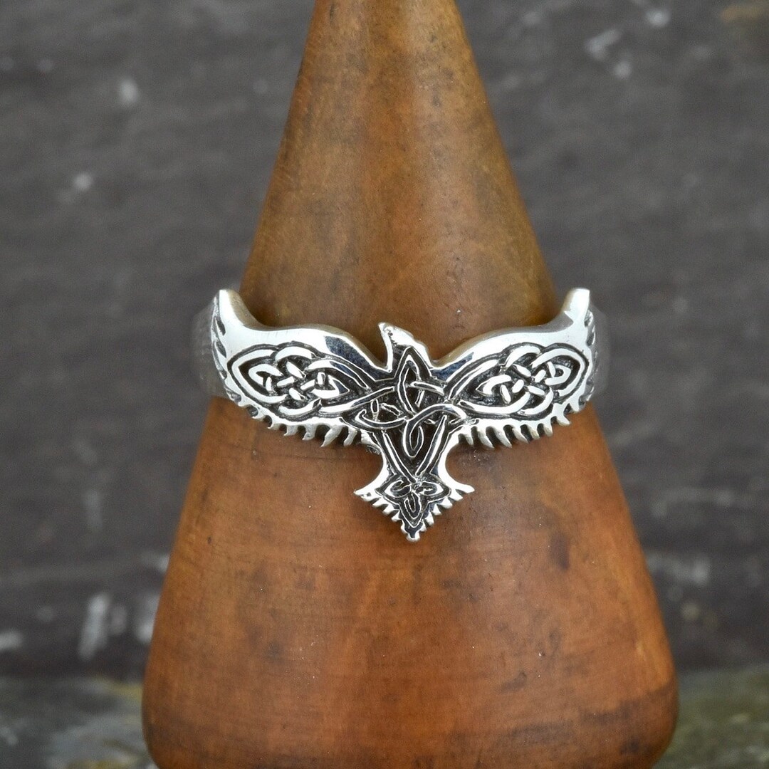 Silver Eagle Ring With Celtic Design|sterling Silver Bird of Prey Ring ...