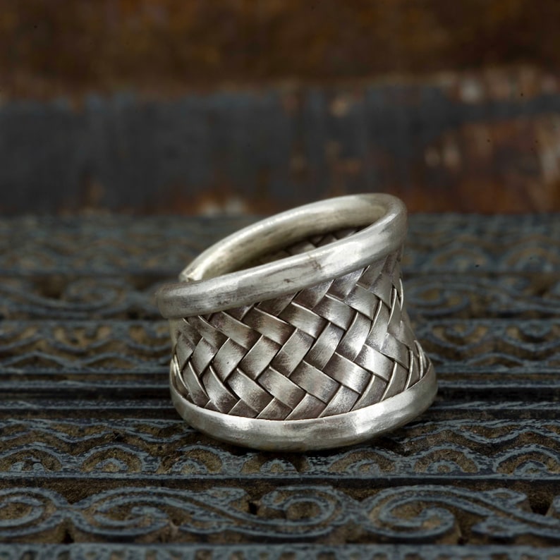 Handmade Silver Woven Tribal Ring - Etsy