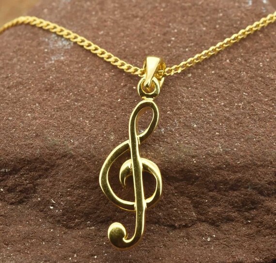Treble Clef Music Note Pendant in Gold Music Note Charm - Etsy
