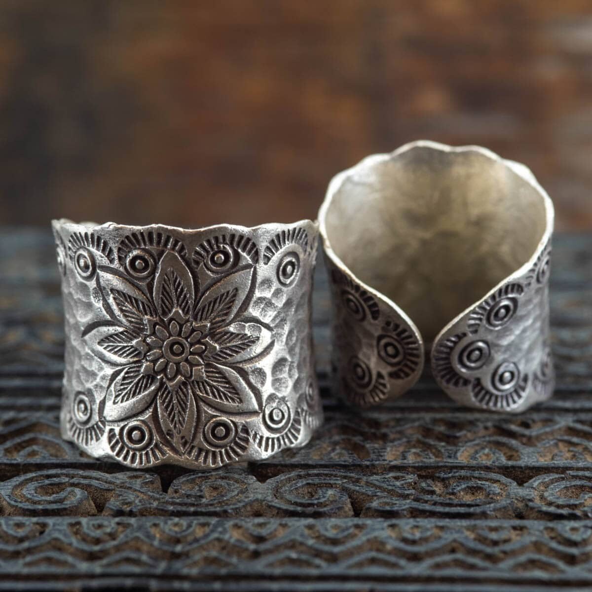 Handmade Tribal Silver Flower Ring - Etsy