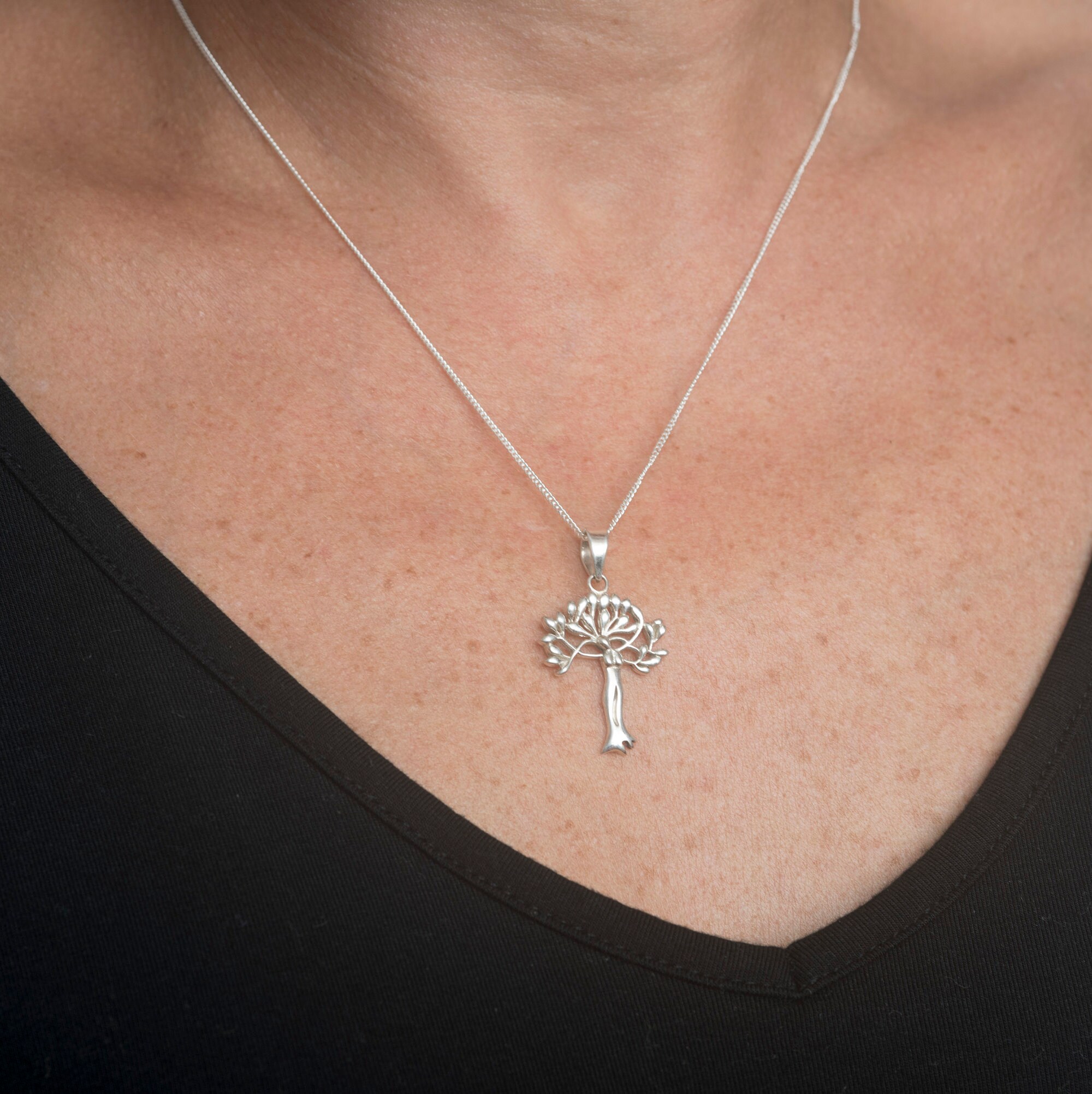 Silver Tree Goddess Pendant Smalllady Tree Necklaceunique - Etsy