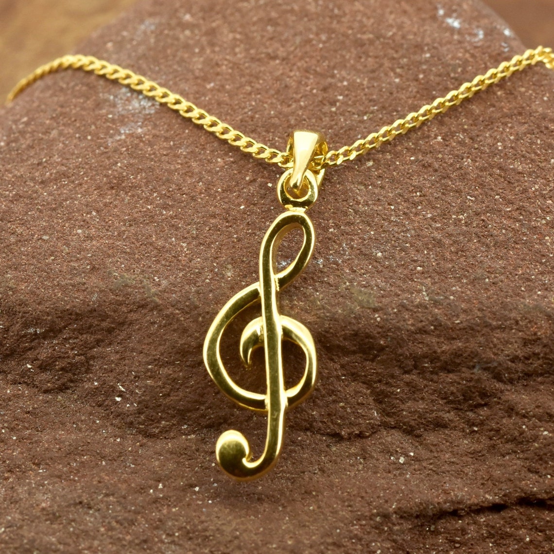 Treble Clef Music Note Pendant in Gold Music Note Charm - Etsy