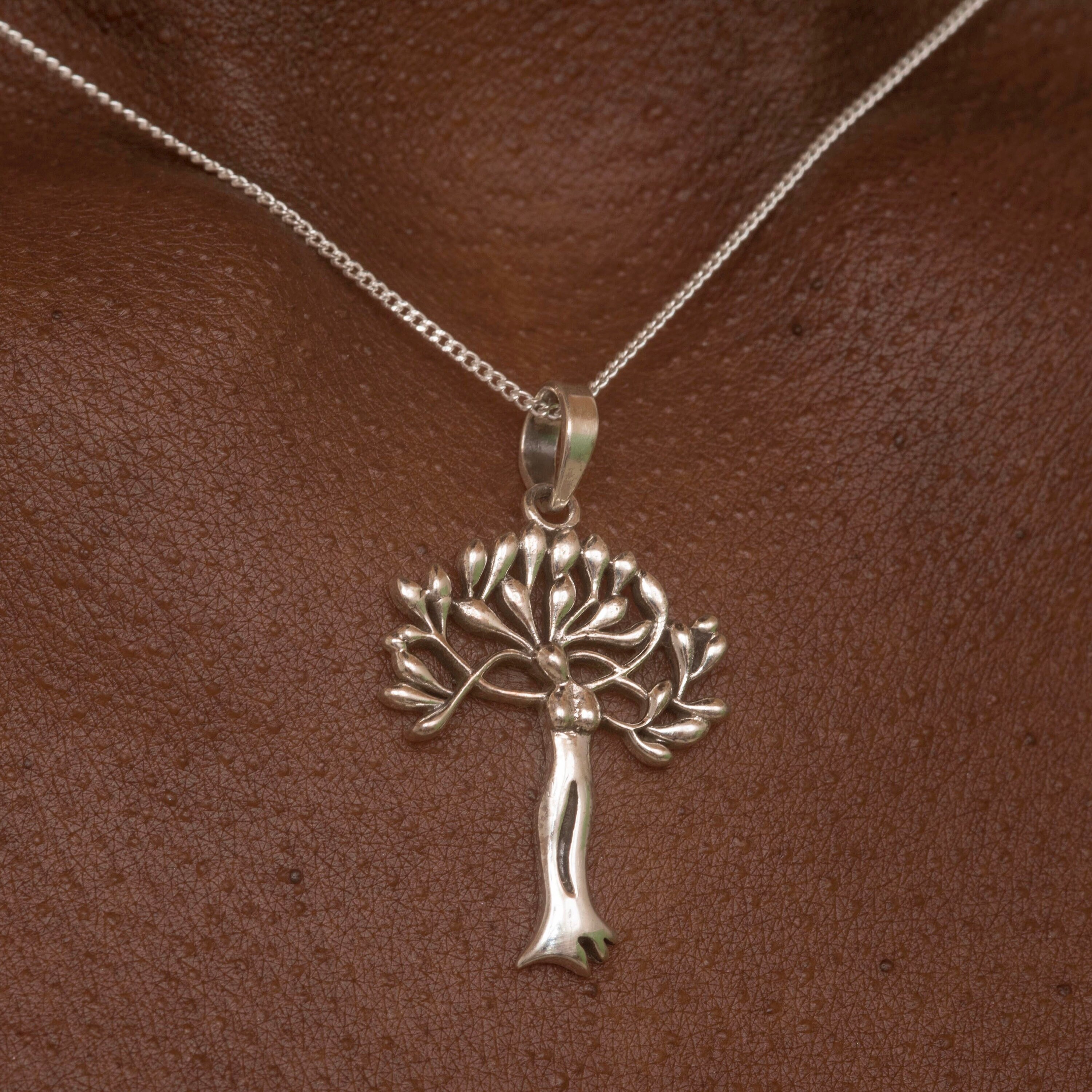 Silver Tree Goddess Pendant Smalllady Tree Necklaceunique - Etsy
