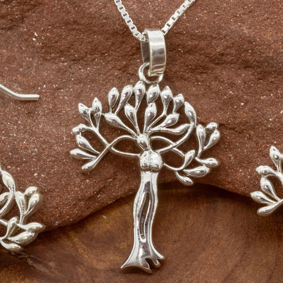 Silver Tree Goddess Pendant Smalllady Tree Necklaceunique - Etsy