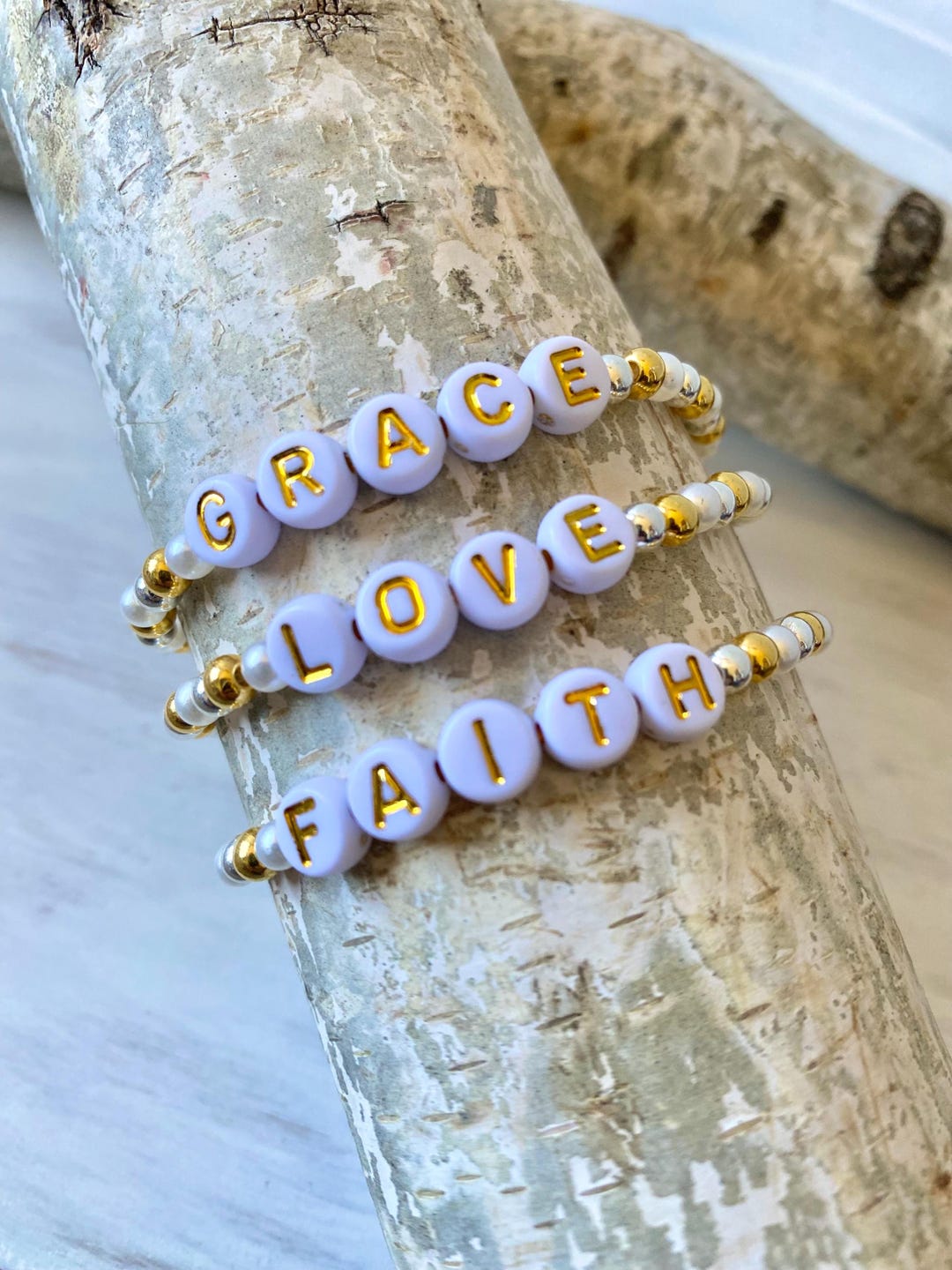 Faith, Grace, Love Beaded Bracelets, Christian Bracelet, Womens ...