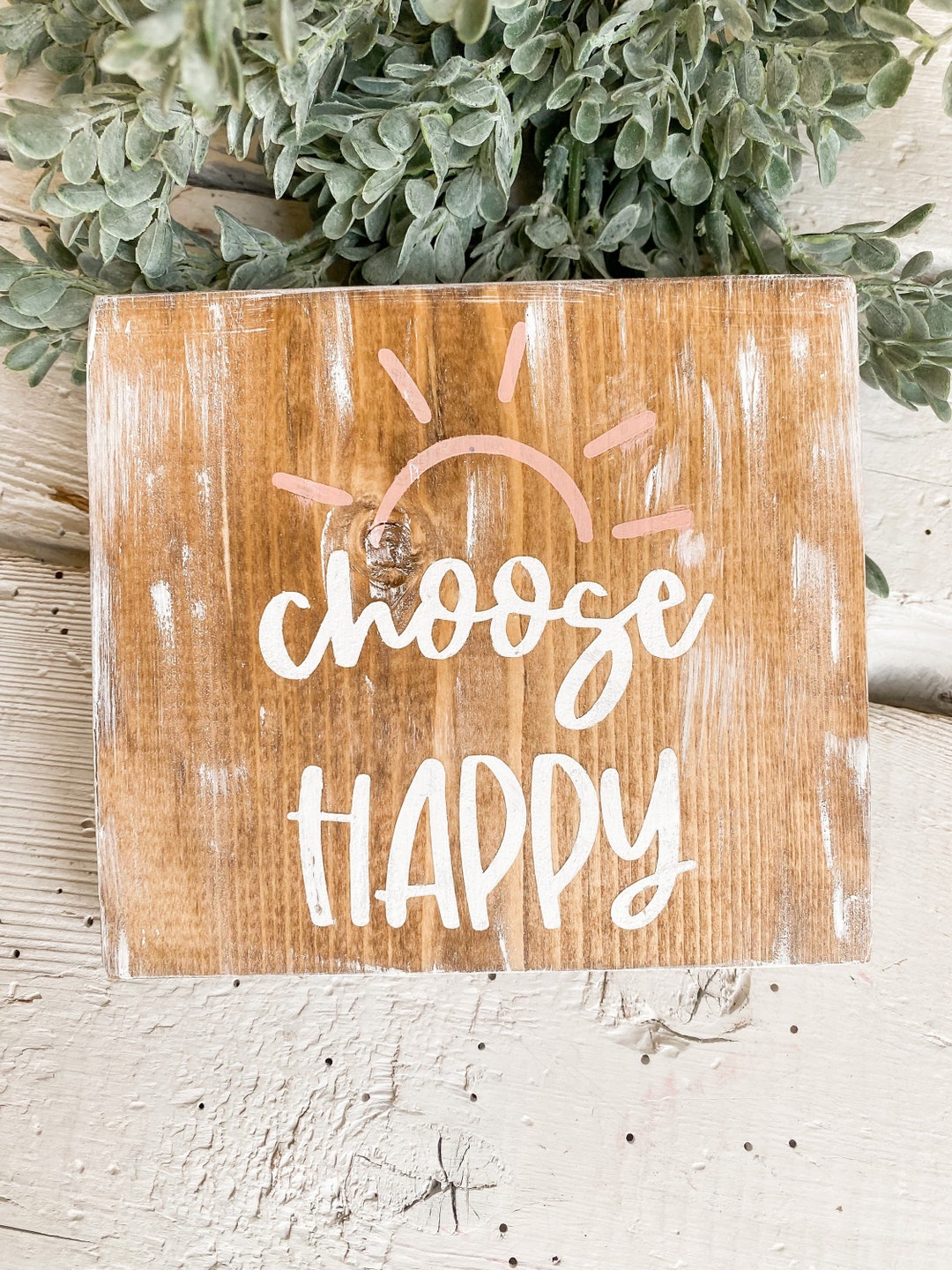 Choose Happy Wood Sign, Farmhouse Style Shelf Decor - Etsy