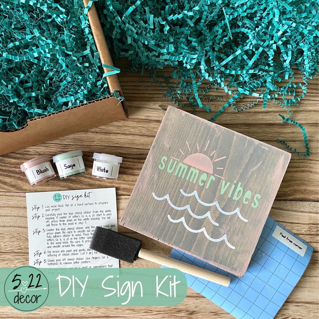 DIY Sign Making Kit, Summer Vibes Wood Sign Craft Kit, Summer Sign ...