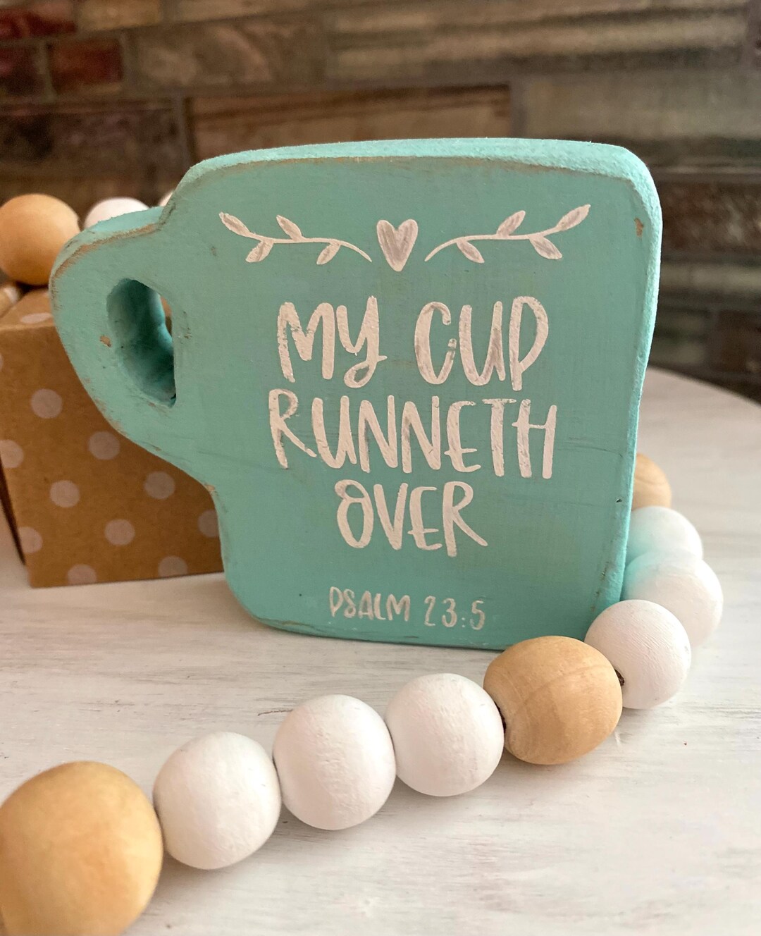 My Cup Runneth Over Coffee Cup, Coffee Bar Decor, Wooden Coffee Mug ...