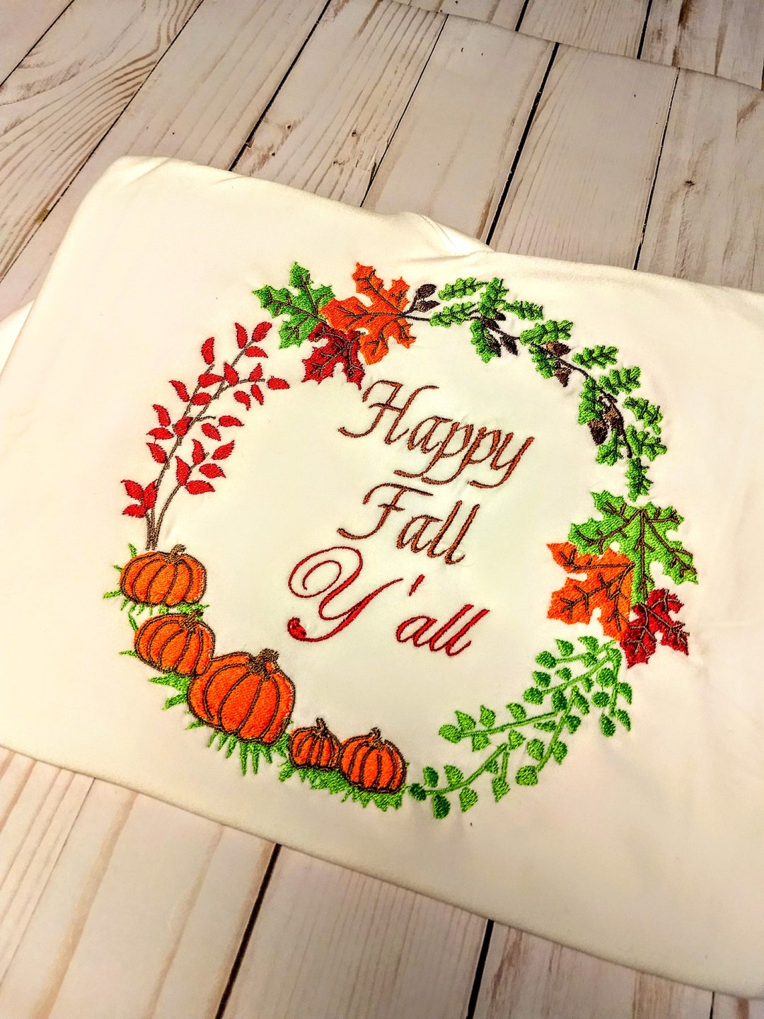 Happy Fall Y'all Wreath Machine Embroidery Design - 3 Sizes - Etsy