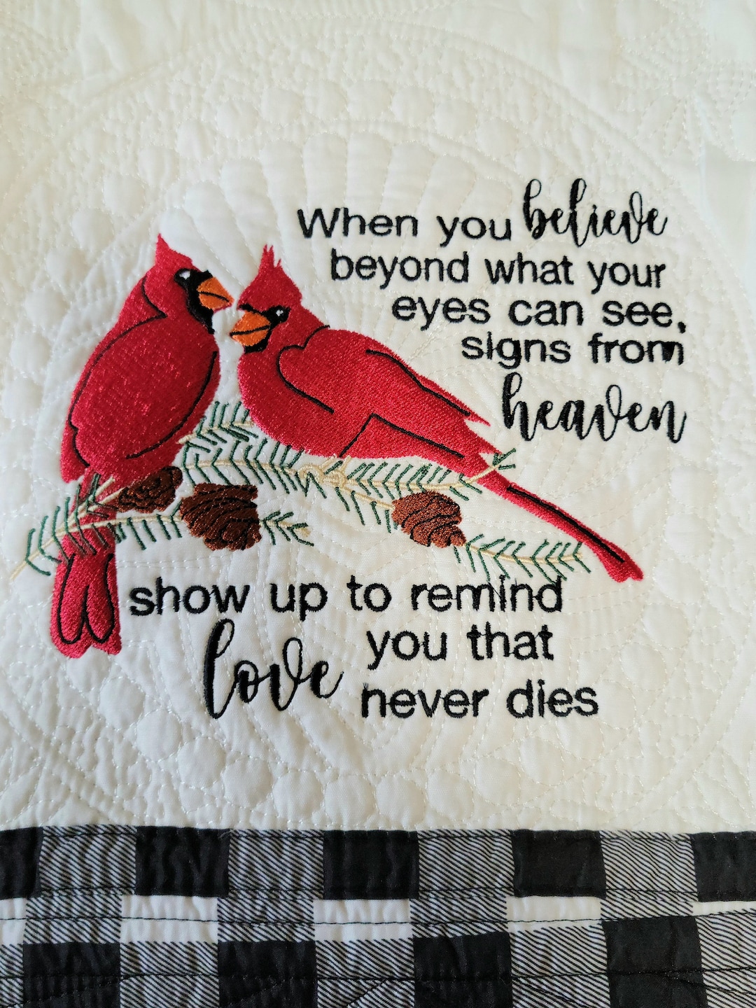 Cardinal Memorial Quote Embroidery , When You Believe Beyond Quote ...