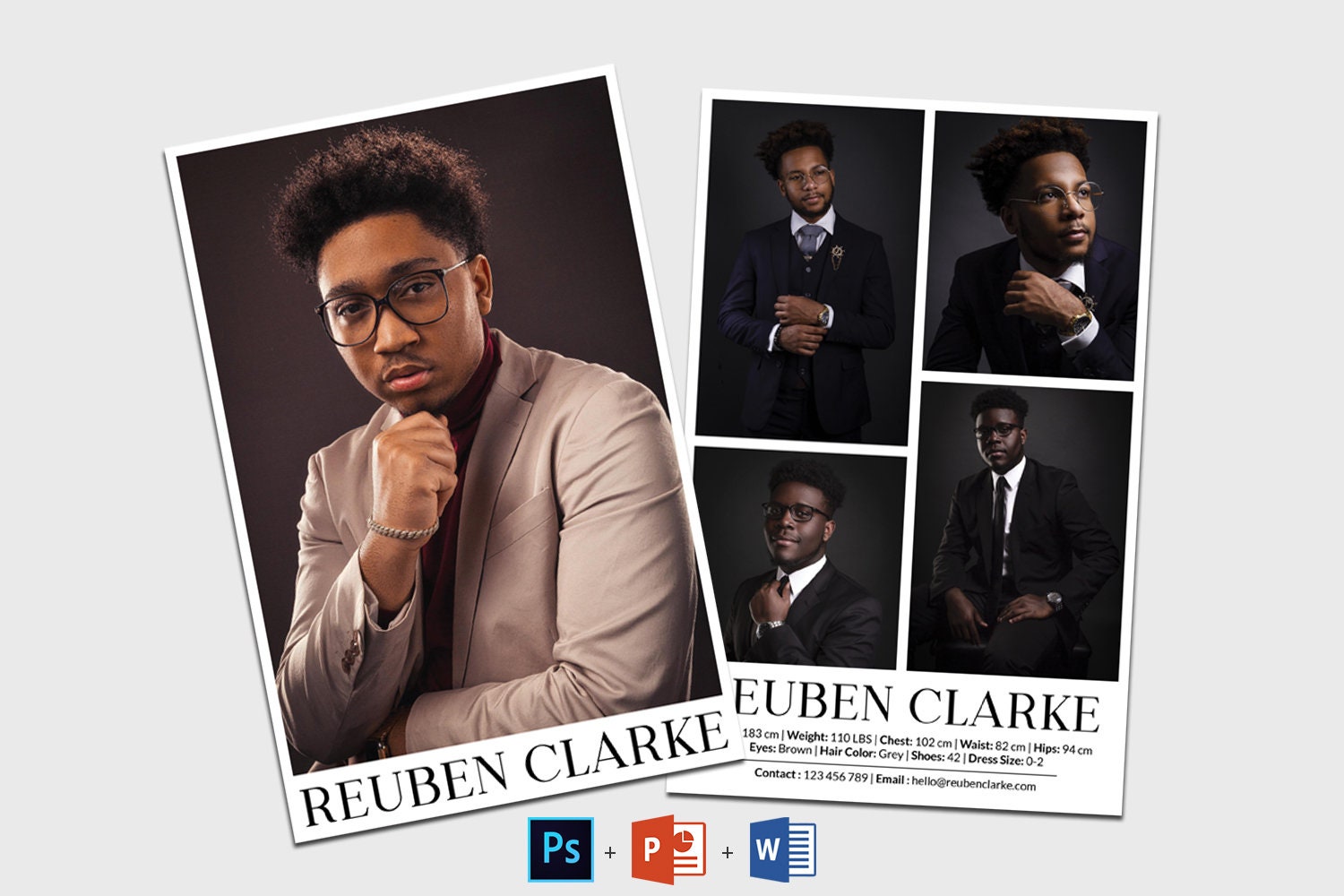 Modeling Comp Card Template Model Agency Zed Card - Etsy