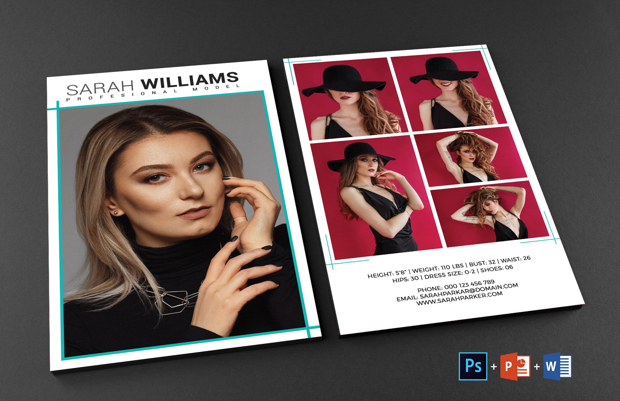 Modeling Comp Card Model Agency Zed Card Photoshop MS - Etsy