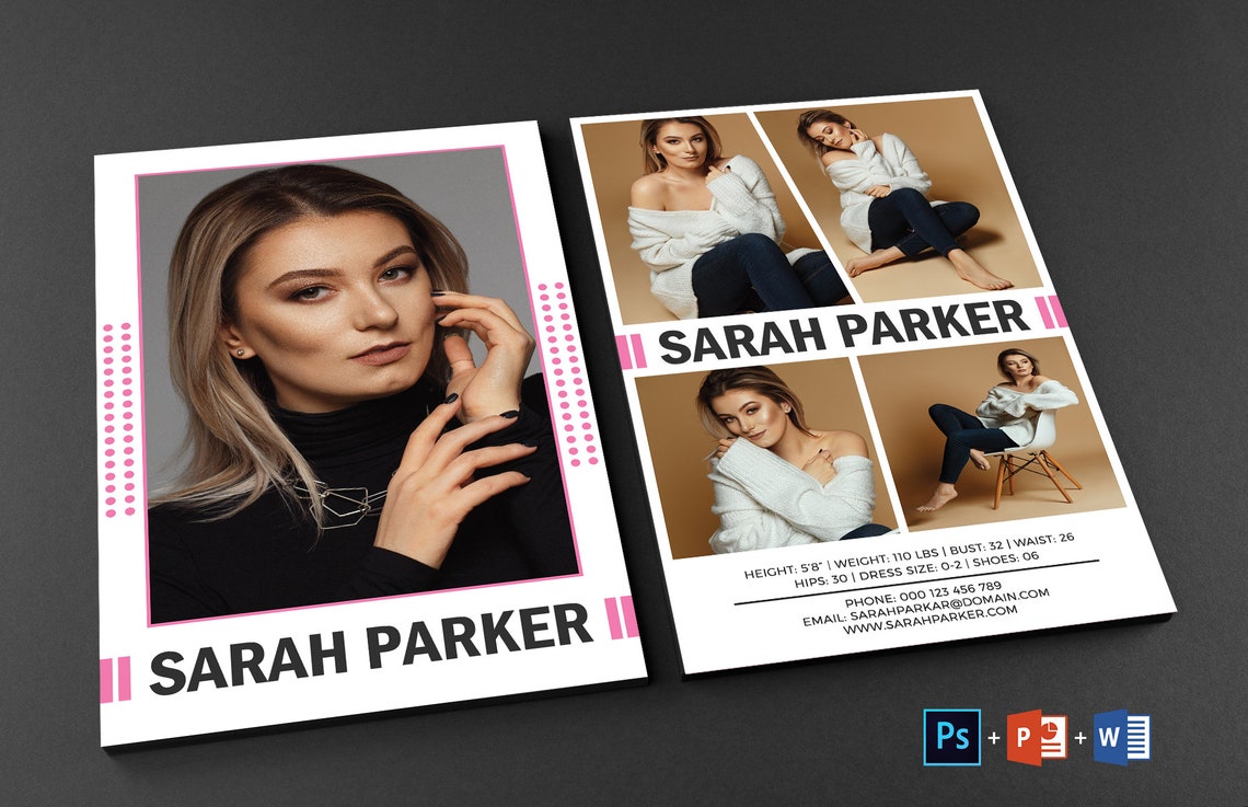 Modeling Comp Card Model Agency Zed Card Photoshop MS - Etsy