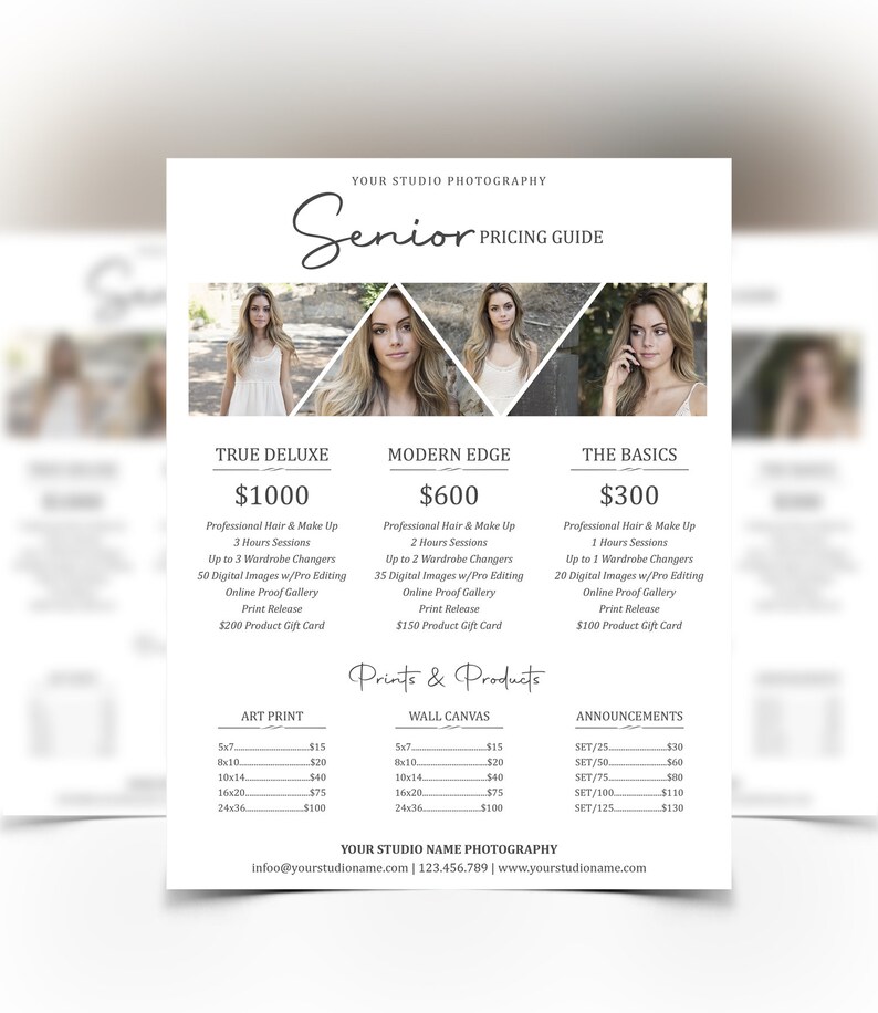 Senior Photography Pricing Guide Template: Photoshop (PSD) - Etsy