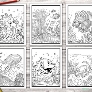 50 Cute Sea Creatures Coloring Book for Kids and Adults Sea Animal ...