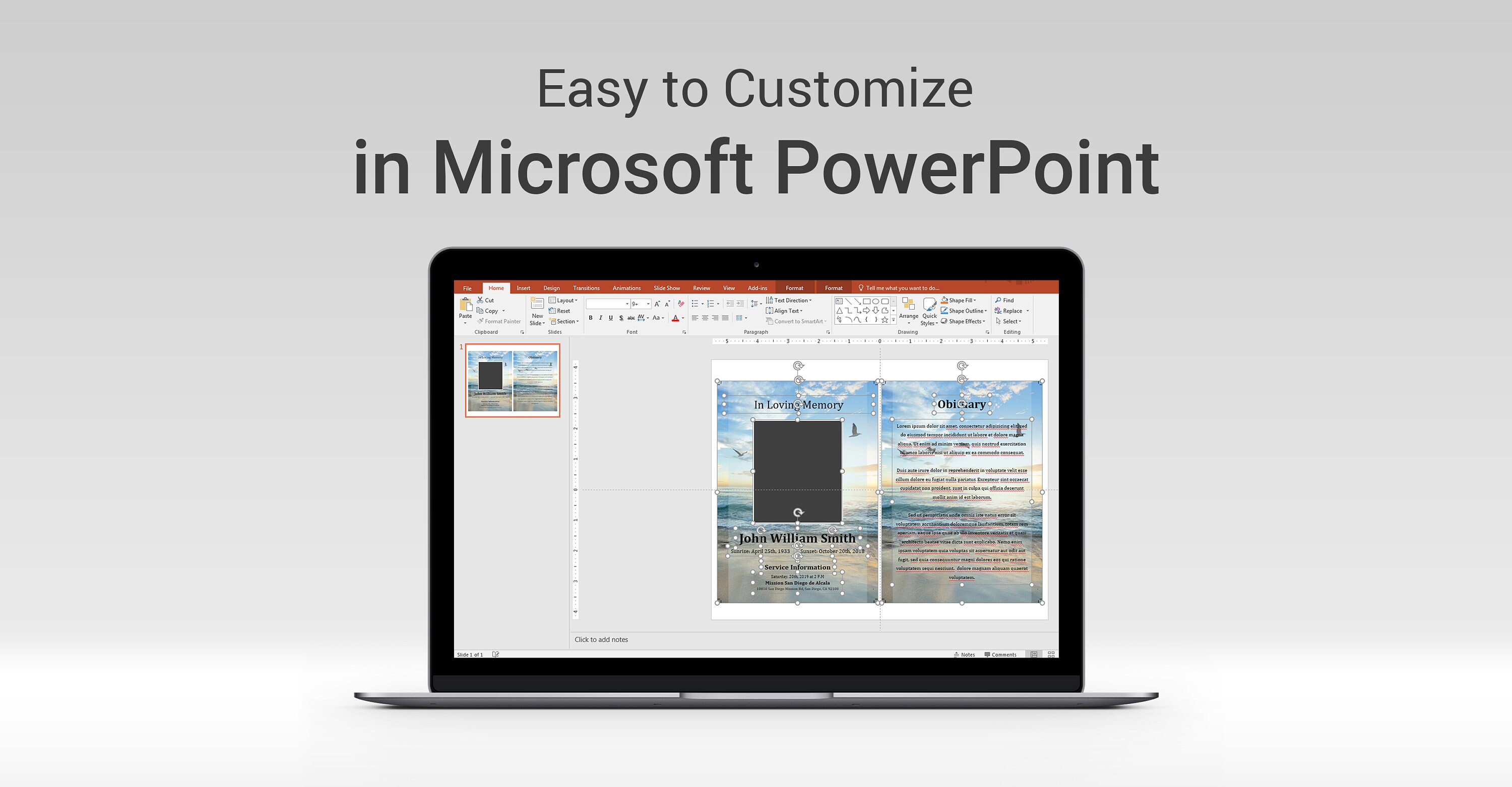 Ocean Funeral Memorial Card Template Funeral Program - Etsy