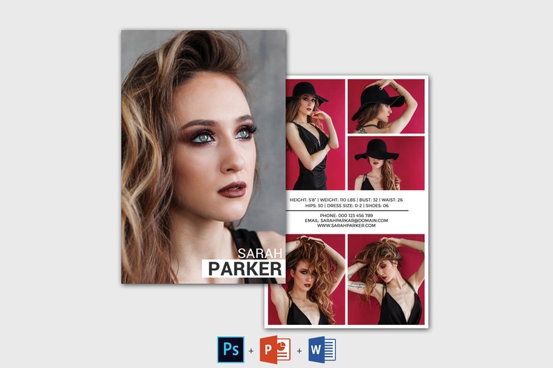 Modeling Comp Card Model Agency Zed Card Photoshop MS - Etsy