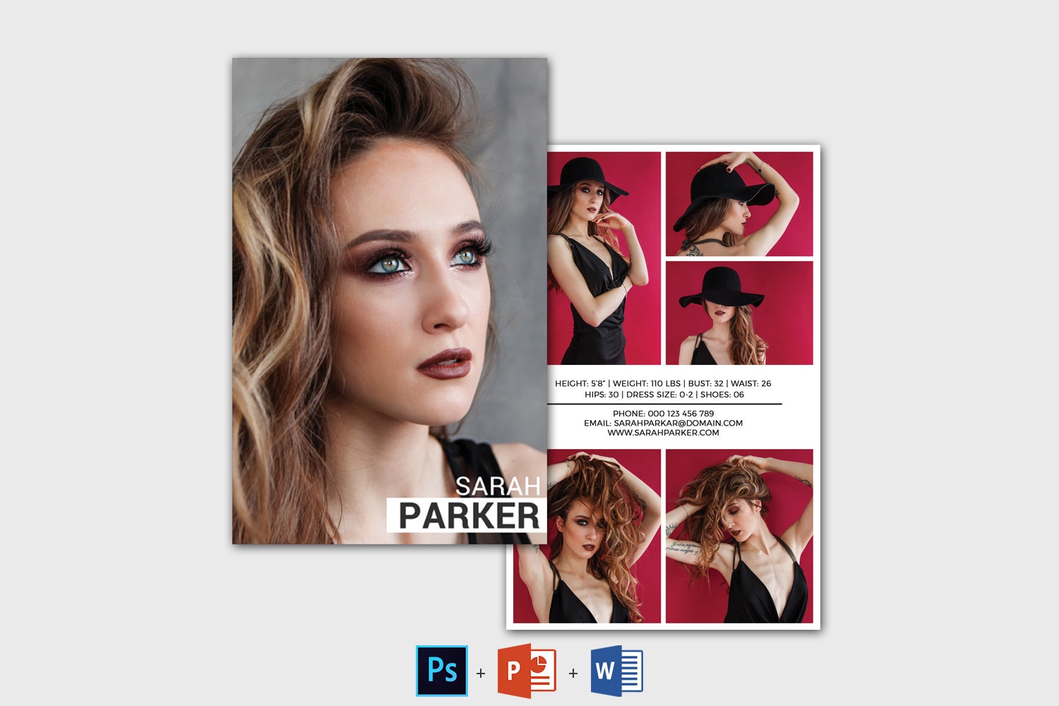 Modeling Comp Card Model Agency Zed Card Photoshop MS - Etsy