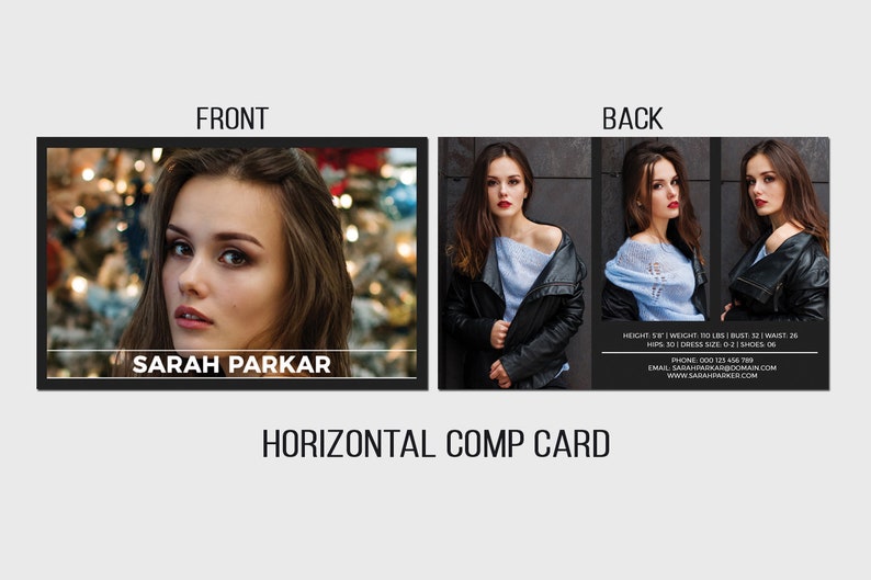 Modeling Comp Card Model Agency Zed Card Photoshop, Elements & MS Word ...