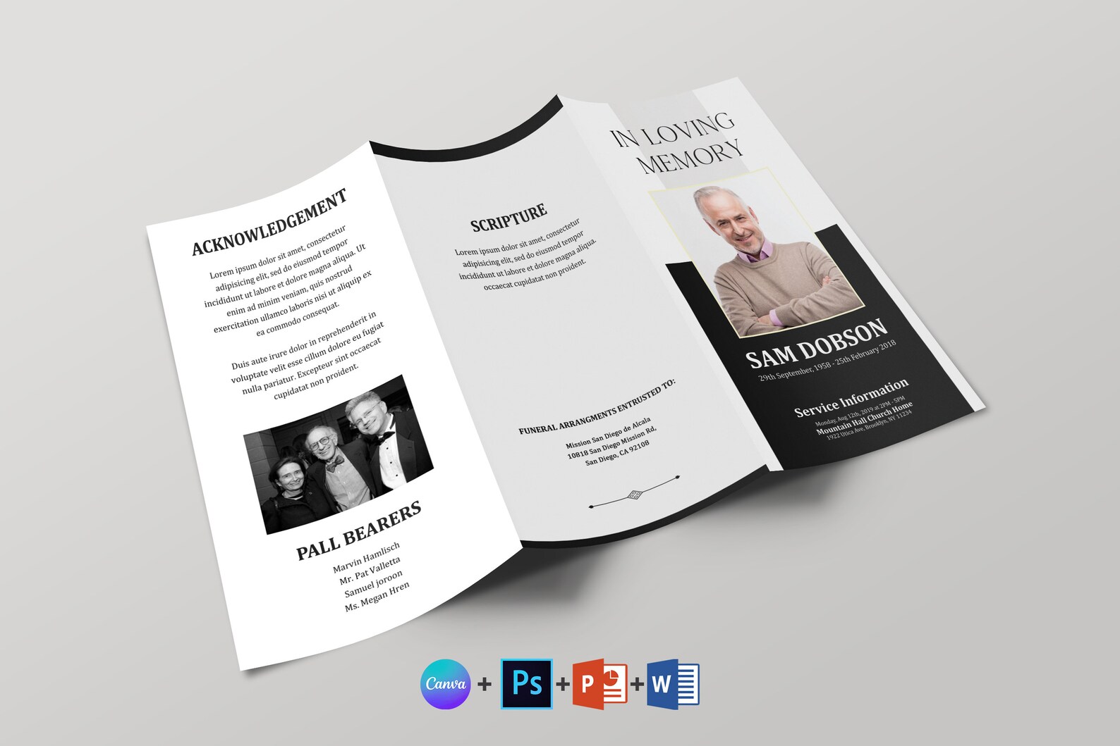 Trifold Funeral Program Template Funeral Program Template Word and ...