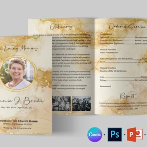 Golden Funeral Program Template | Funeral Program Template Word ...