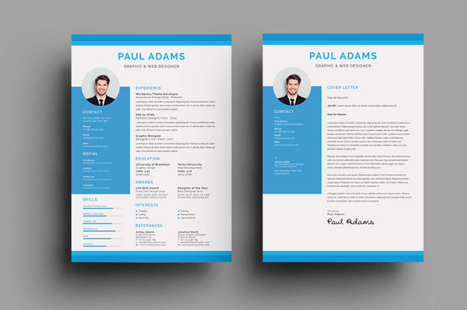 Clean Resume and Cover Letter Instant Download Resume Template Word CV ...