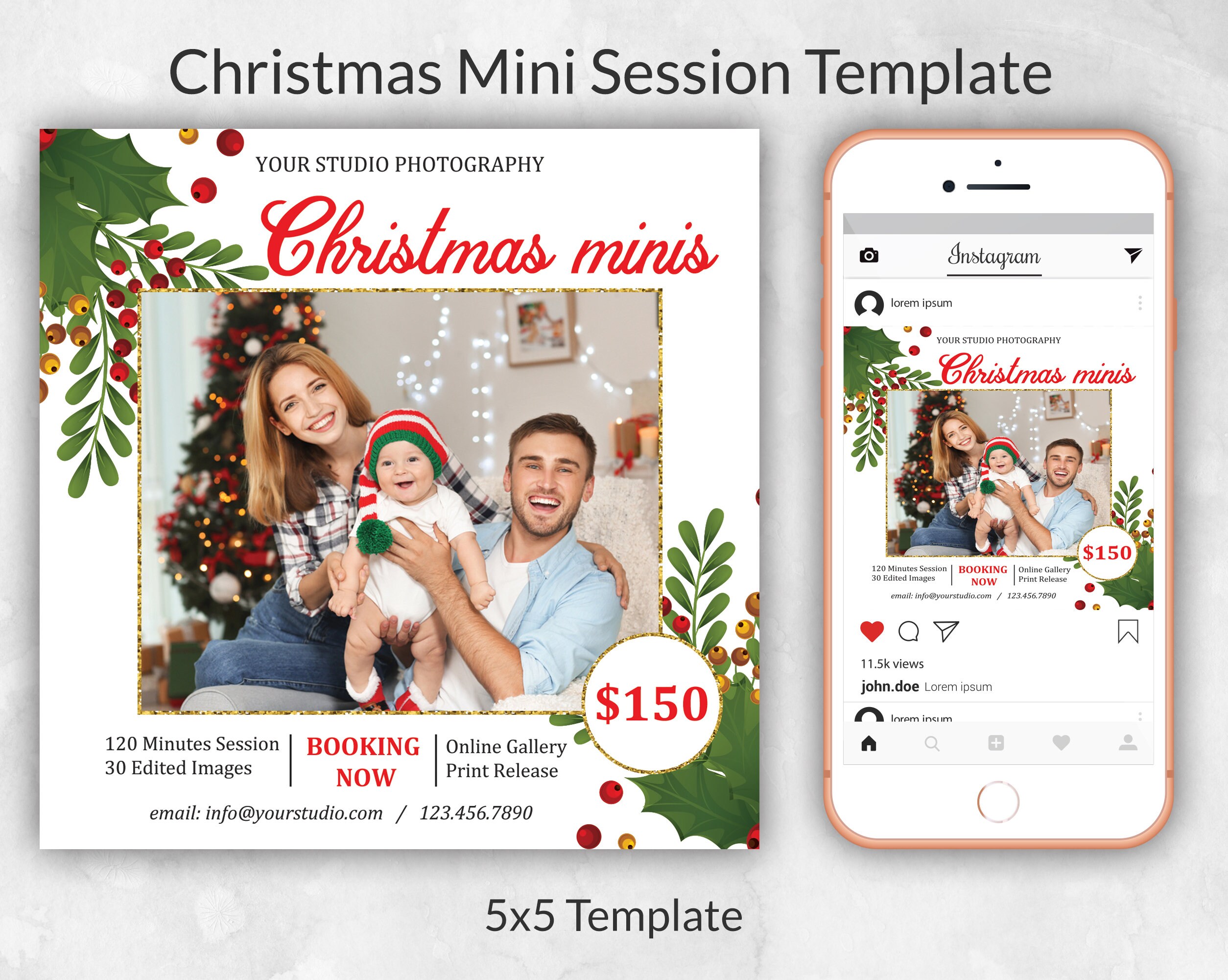 Christmas Mini Session Template | Christmas Minis Flyer Template ...