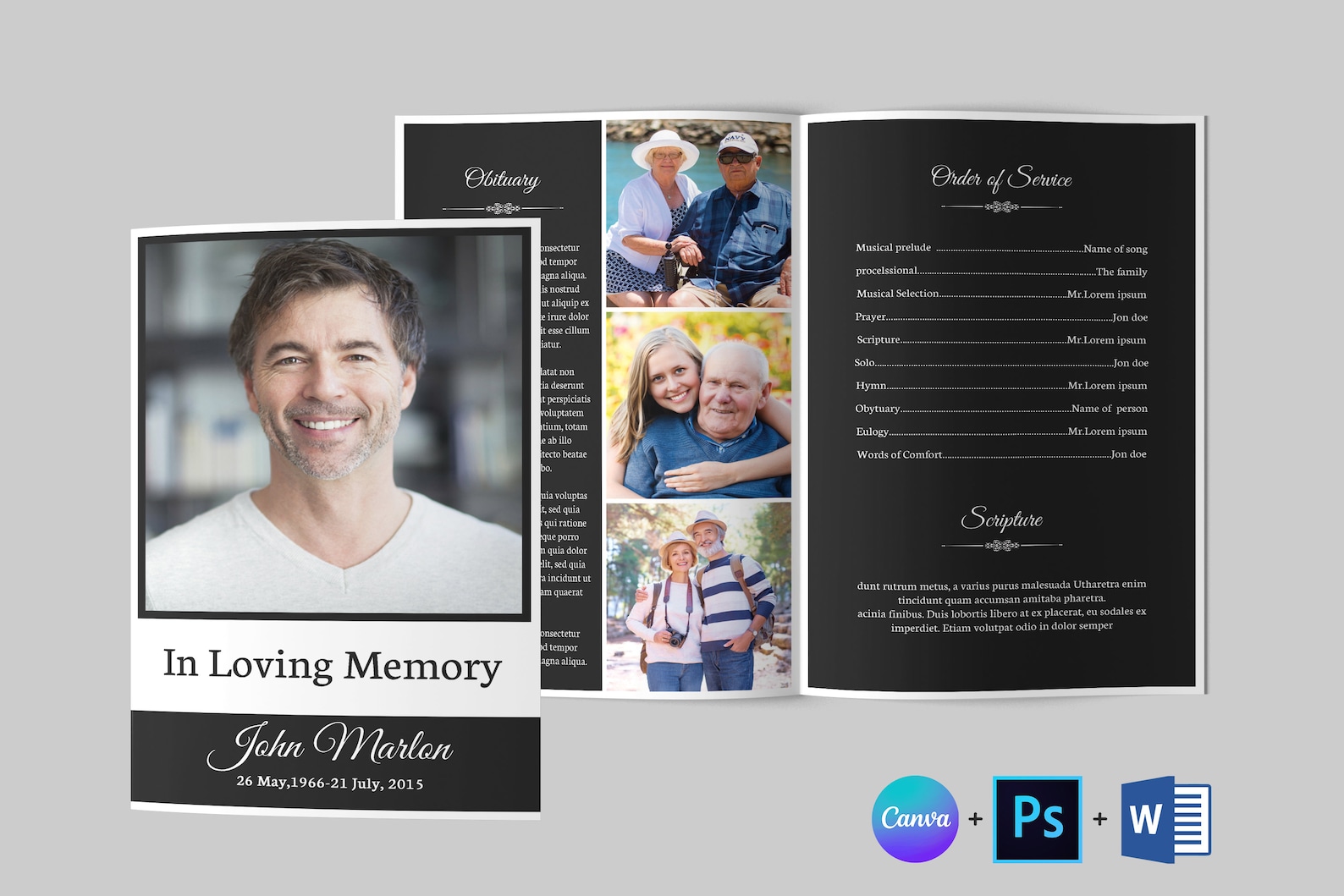Funeral Program Template Funeral Program Template Word - Etsy