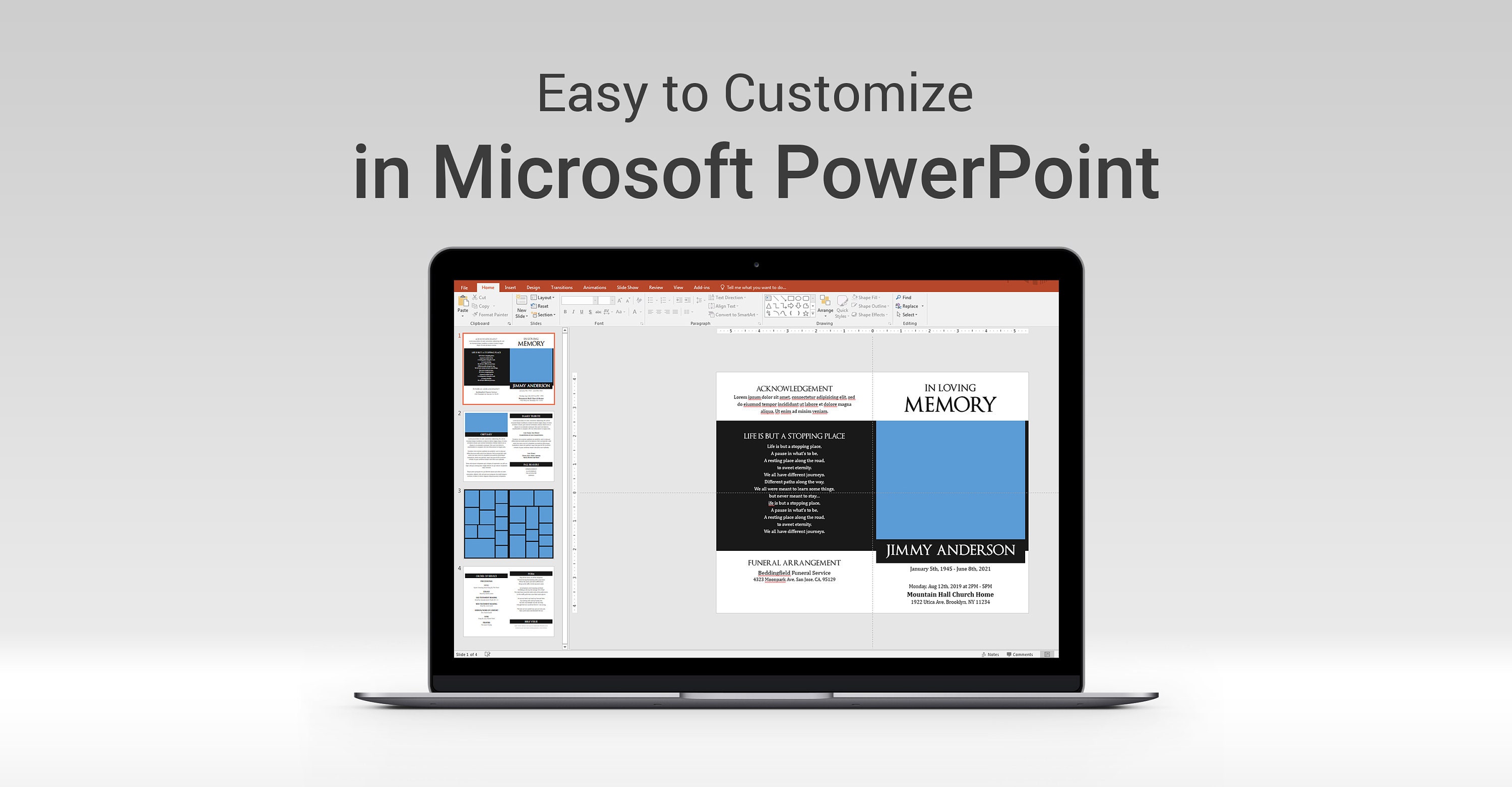 Black and White Funeral Program Template Funeral Program - Etsy UK