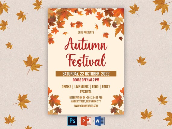 Autumn Festival Flyer Template Printable Fall Celebration - Etsy