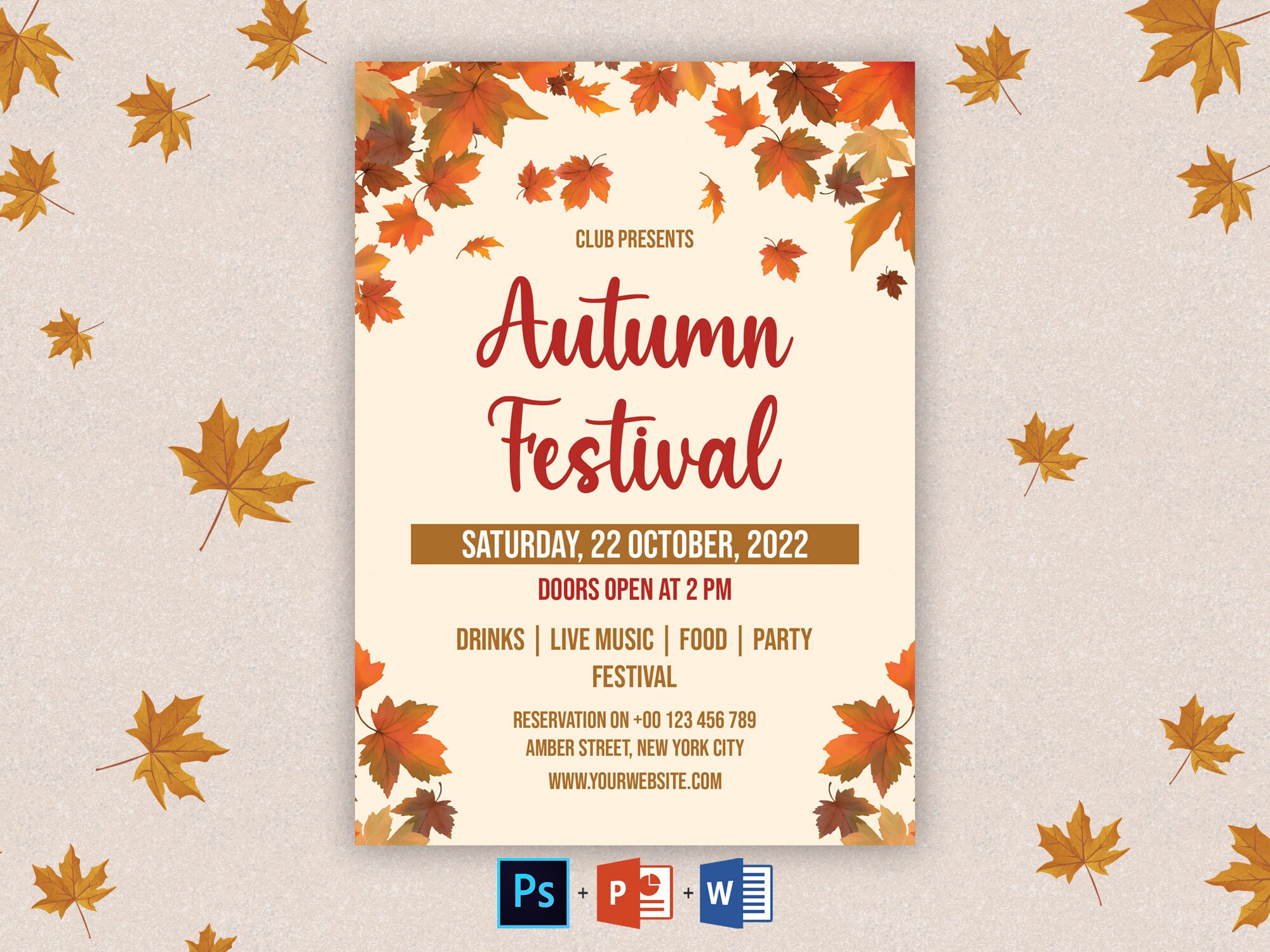 Autumn Festival Flyer Template Printable Fall Celebration - Etsy