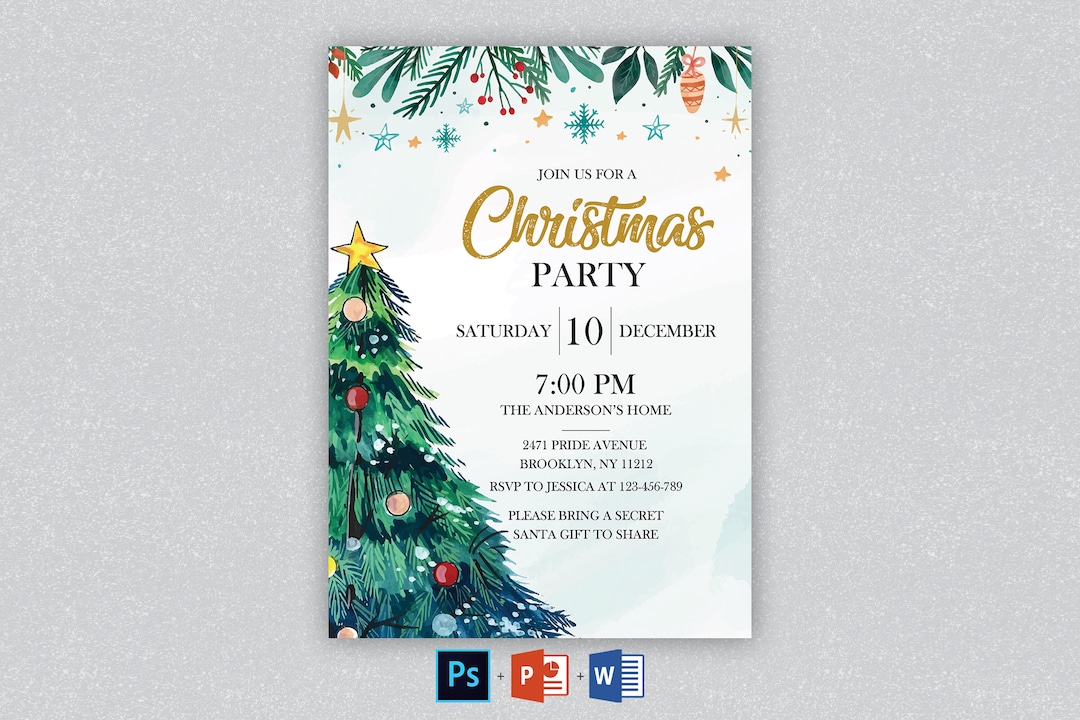 Christmas Party Invitation | Christmas Party Flyer Template | Christmas ...