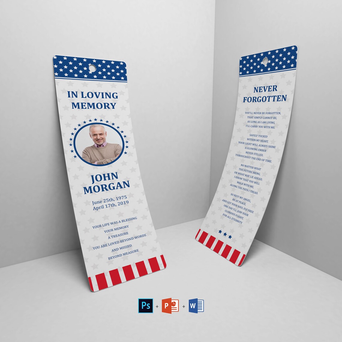 American Flag Funeral Bookmark Memorial Bookmark Funeral - Etsy