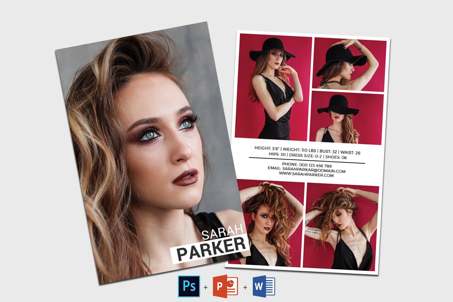 Modeling Comp Card Model Agency Zed Card Photoshop MS - Etsy