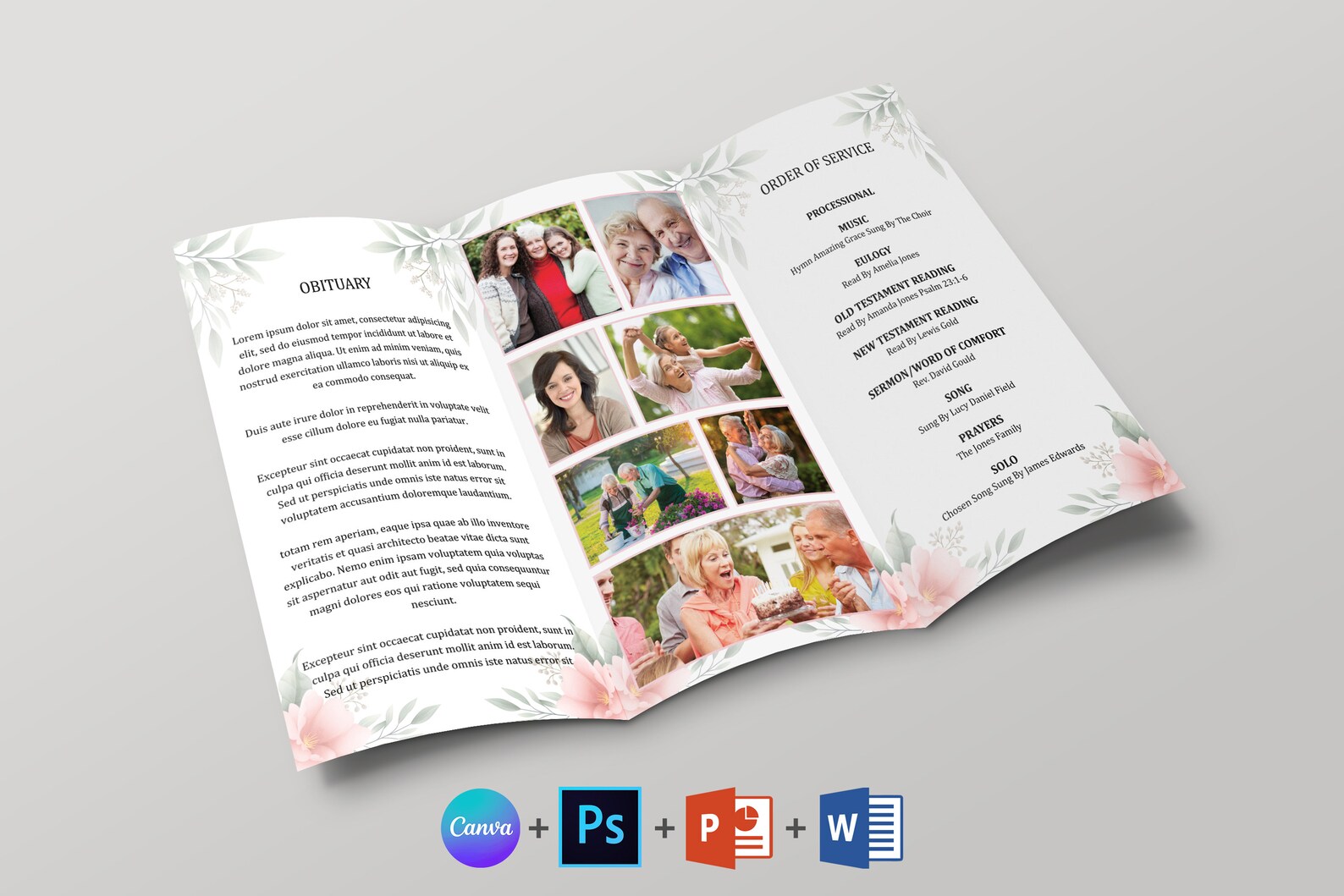 Trifold Funeral Program Template Funeral Program Template Word and ...