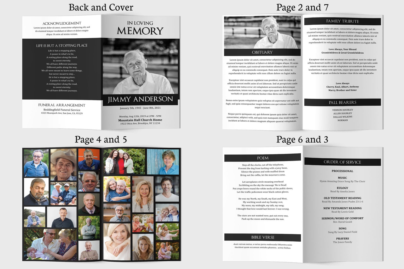 Black and White Funeral Program Template Funeral Program - Etsy