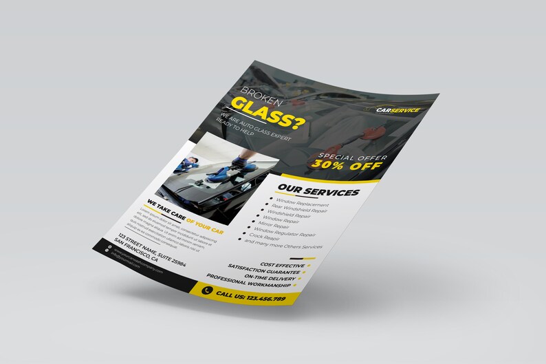 Auto Glass Service Flyer Template: Car Repair (photoshop, Canva) - Etsy