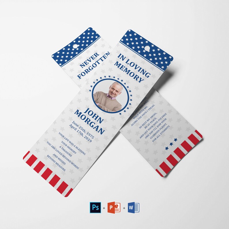 American Flag Funeral Bookmark Memorial Bookmark Funeral - Etsy