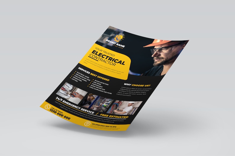 Electrical Service Flyer Template: Contractor Services (photoshop, MS ...