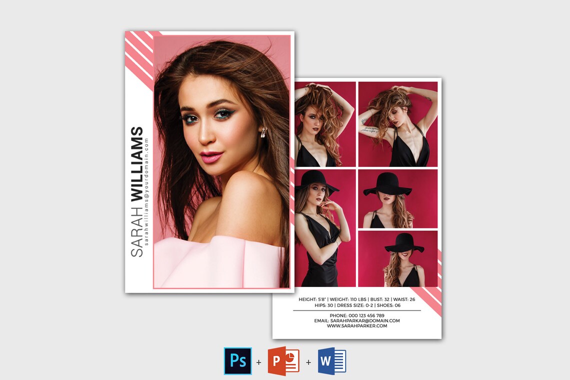 Modeling Comp Card Template: Agency Zed Card (photoshop, MS Word ...