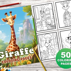 50 Cute Giraffe Coloring Book for Kids and Adults Giraffes Coloring ...