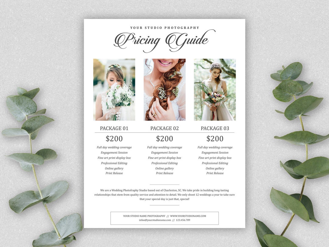 Photography Pricing Template | Photography Price List Template ...