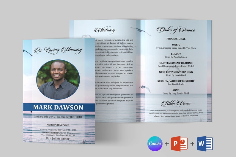 Ocean Funeral Program Template Funeral Program Template Word and ...