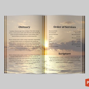 Sunset Funeral Program Template Funeral Program Template | Etsy
